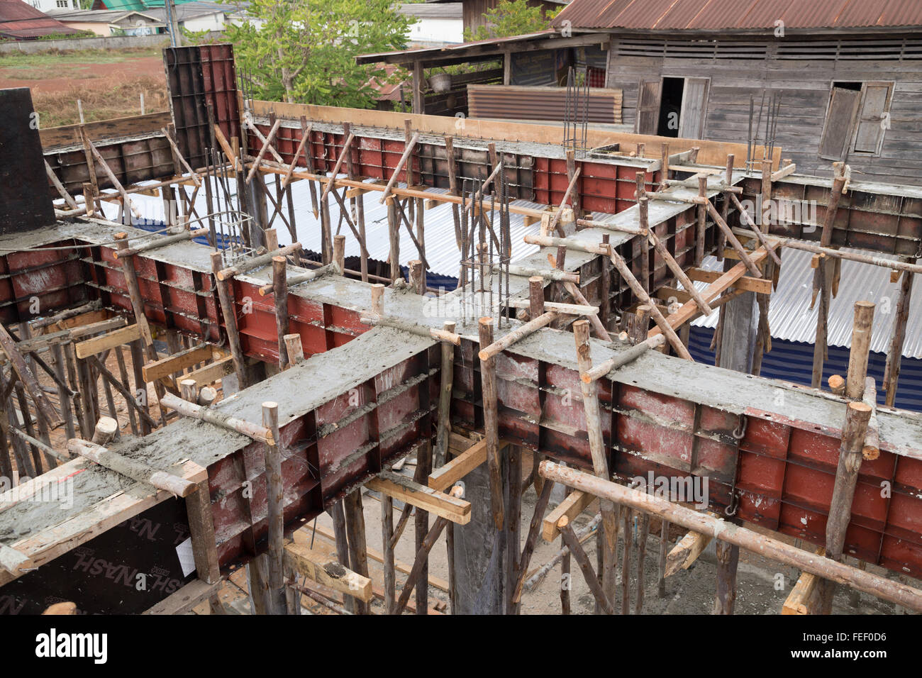 pillar and beam being constructed at the construction site Stock Photo ...