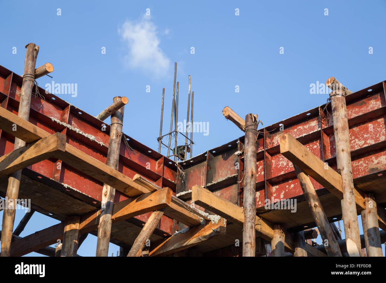 pillar and beam being constructed at the construction site Stock Photo ...