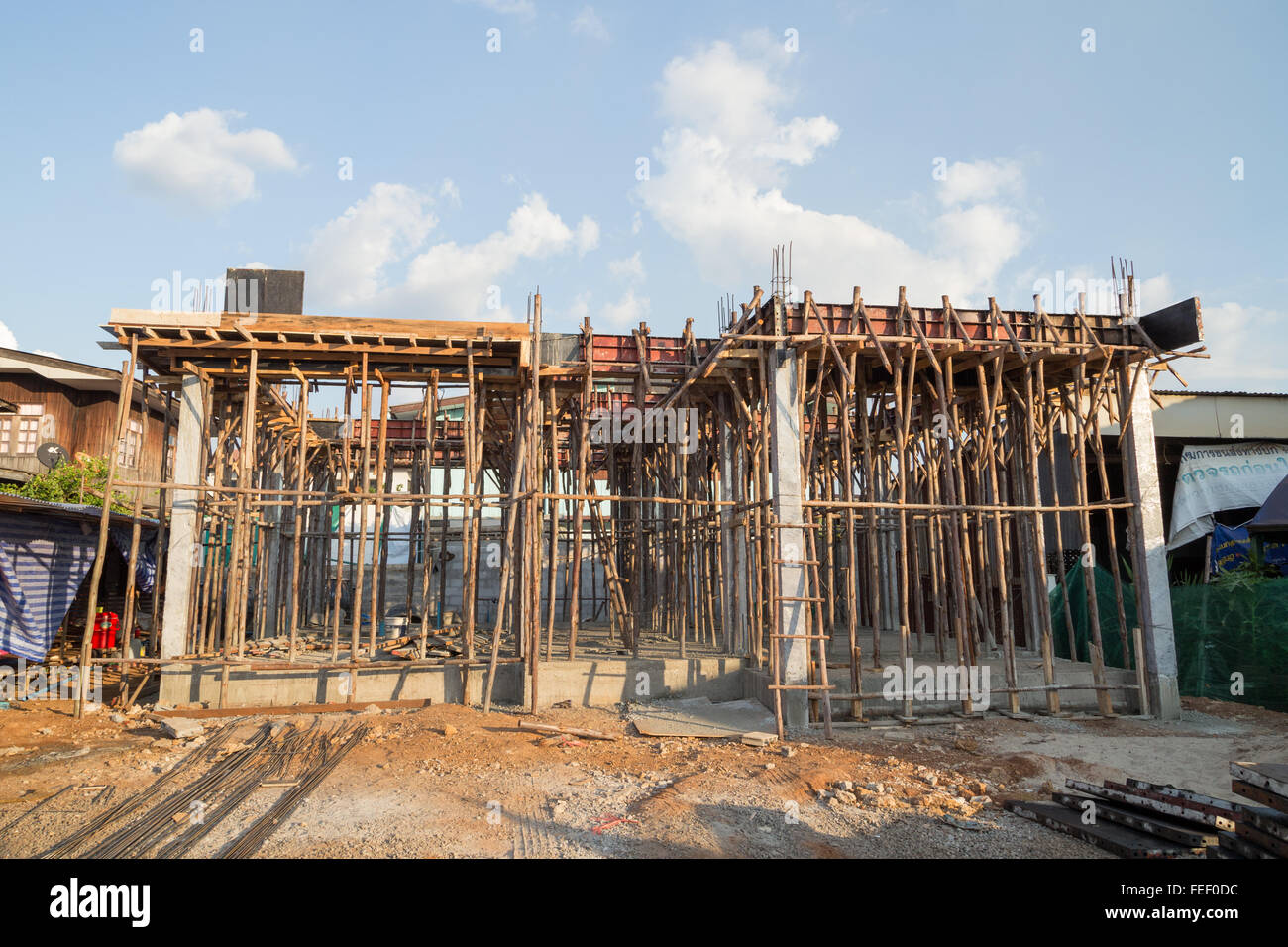 pillar and beam being constructed at the construction site Stock Photo ...