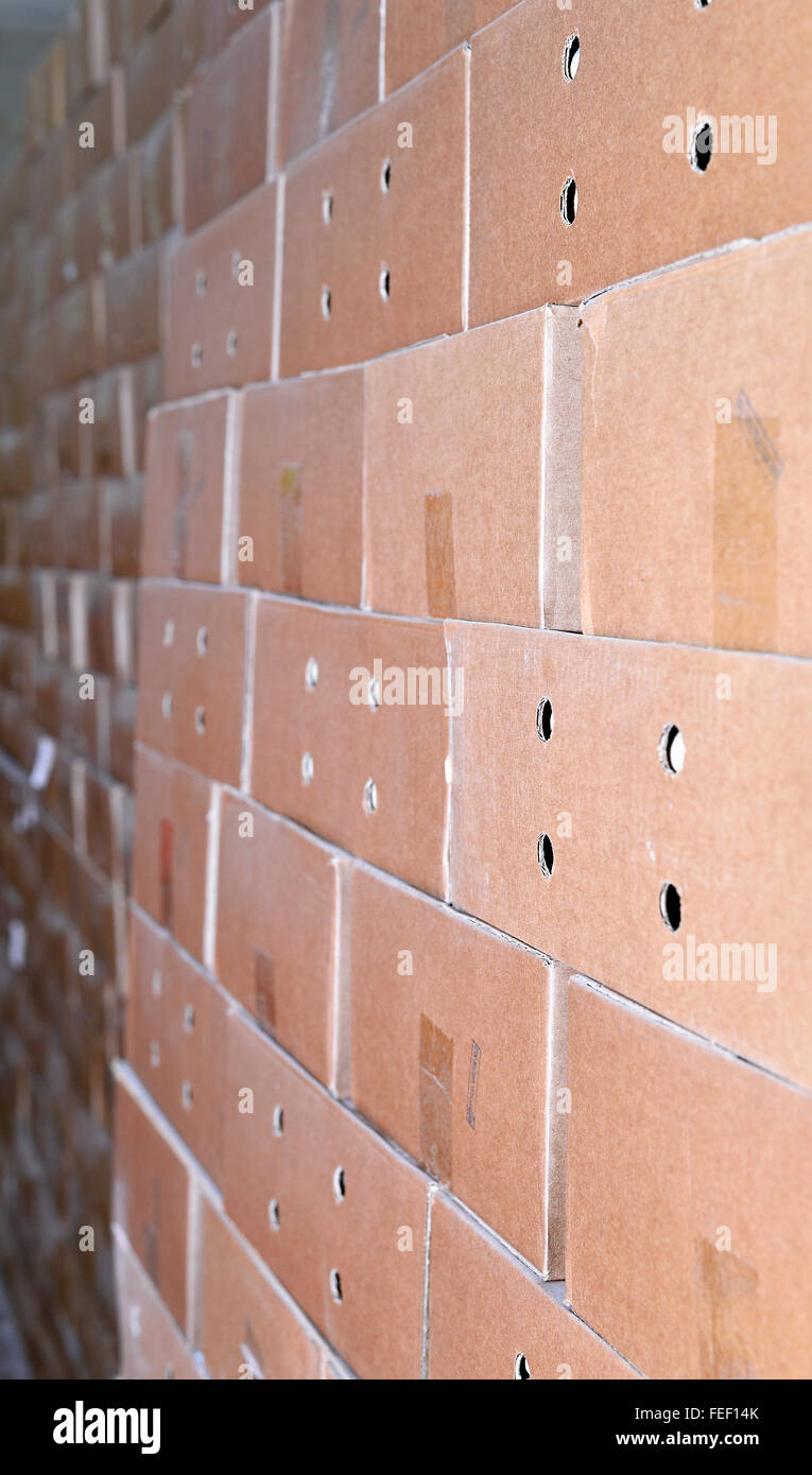 Cardboard packing boxes in a warehouse, background Stock Photo - Alamy