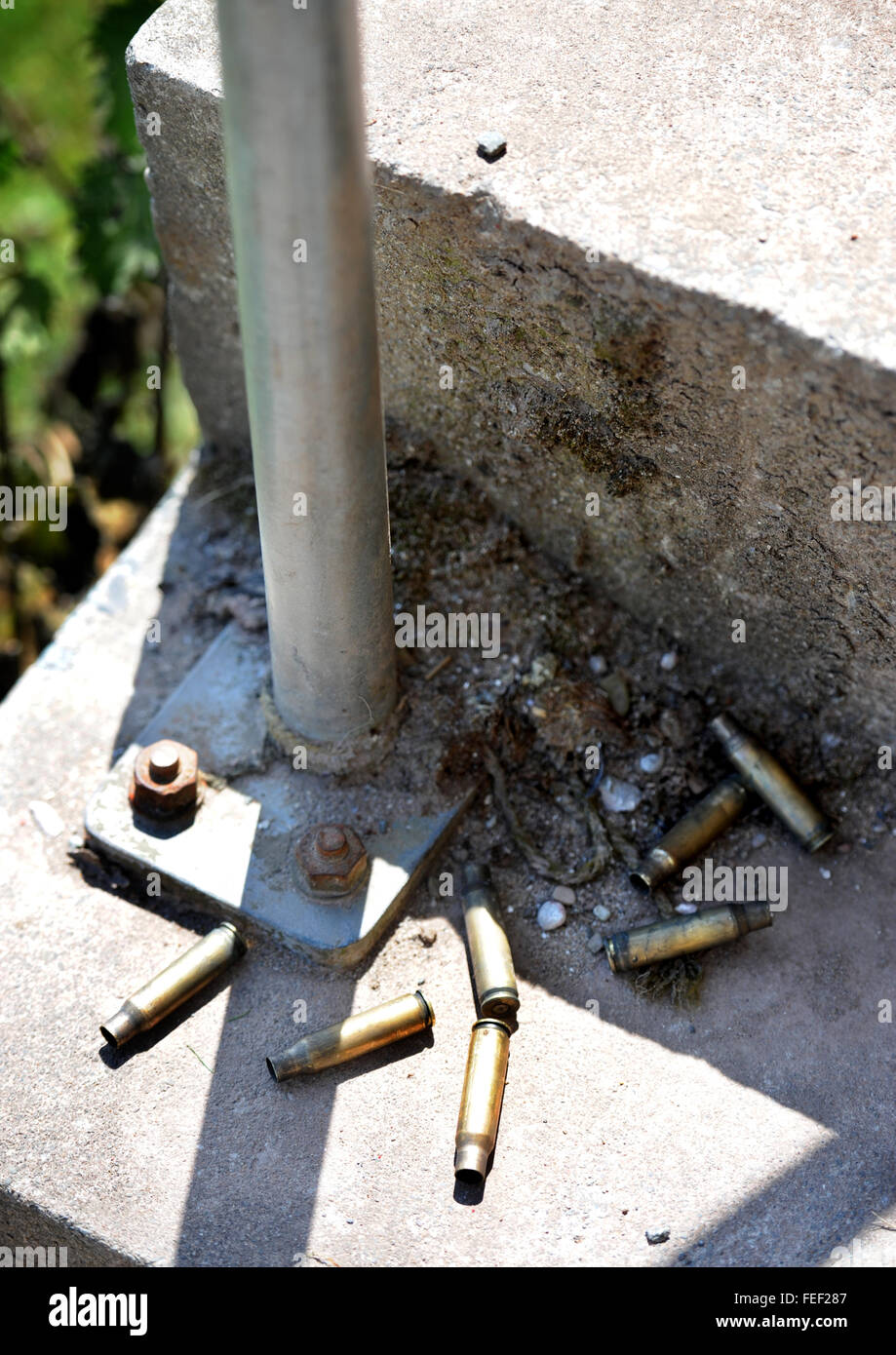 Spent rounds at the MOD army training village near Brecon UK Stock ...