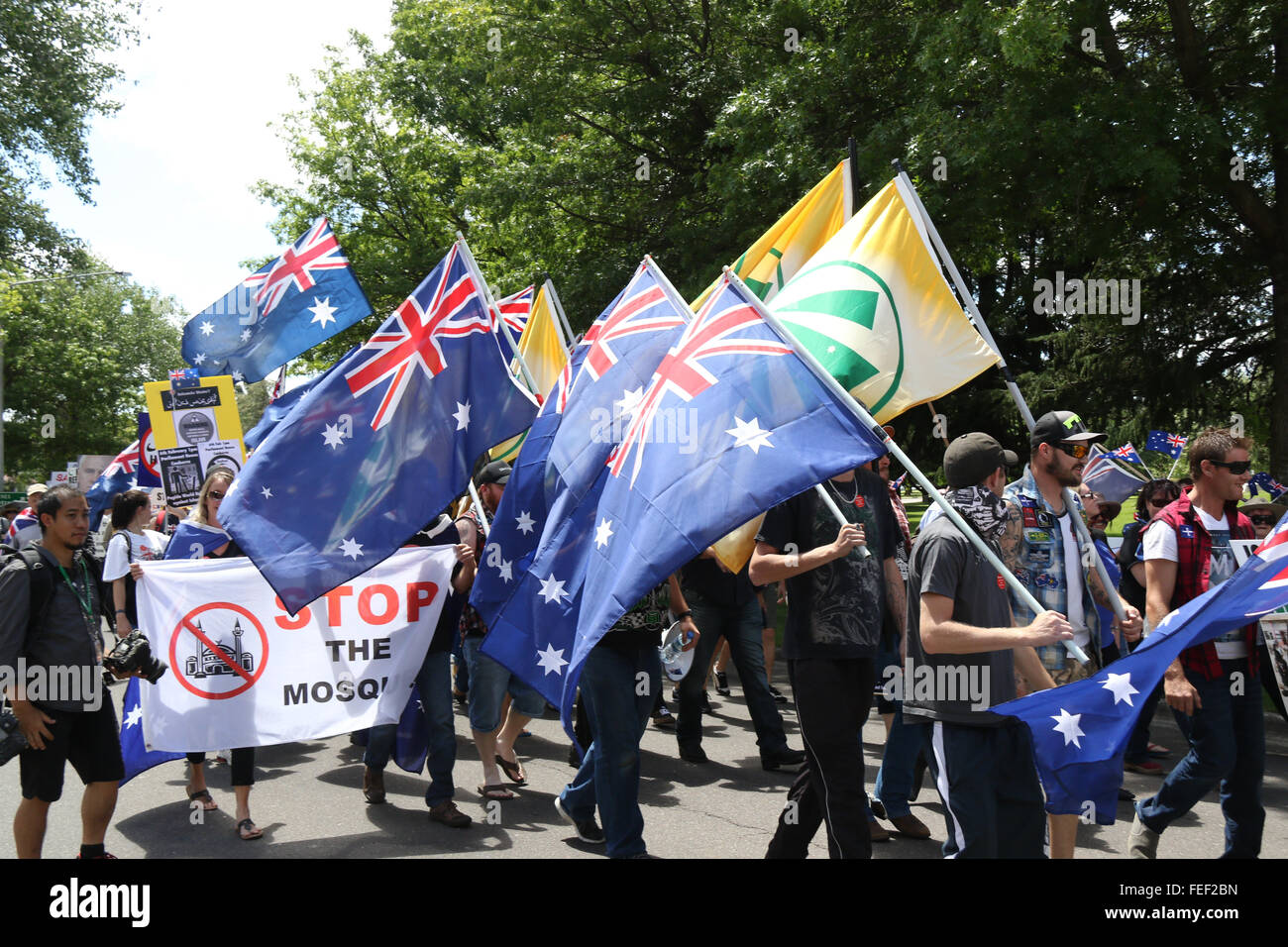 Canberra, Australia. 6 February 2016. Pictured: Protesters march to ...