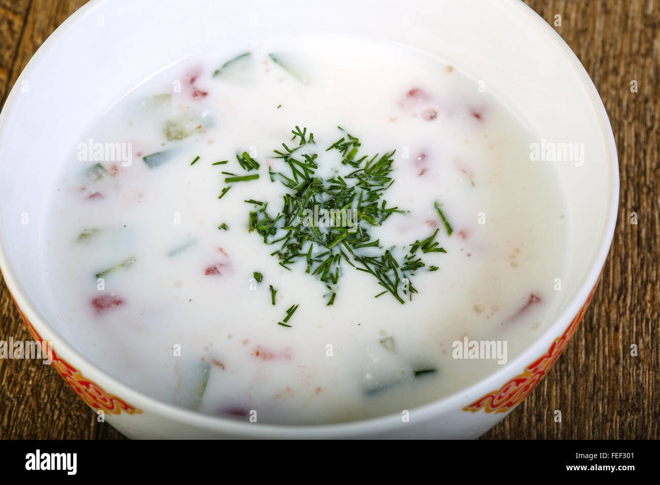 Cold kefir soup with dill and other herbs Stock Photo - Alamy