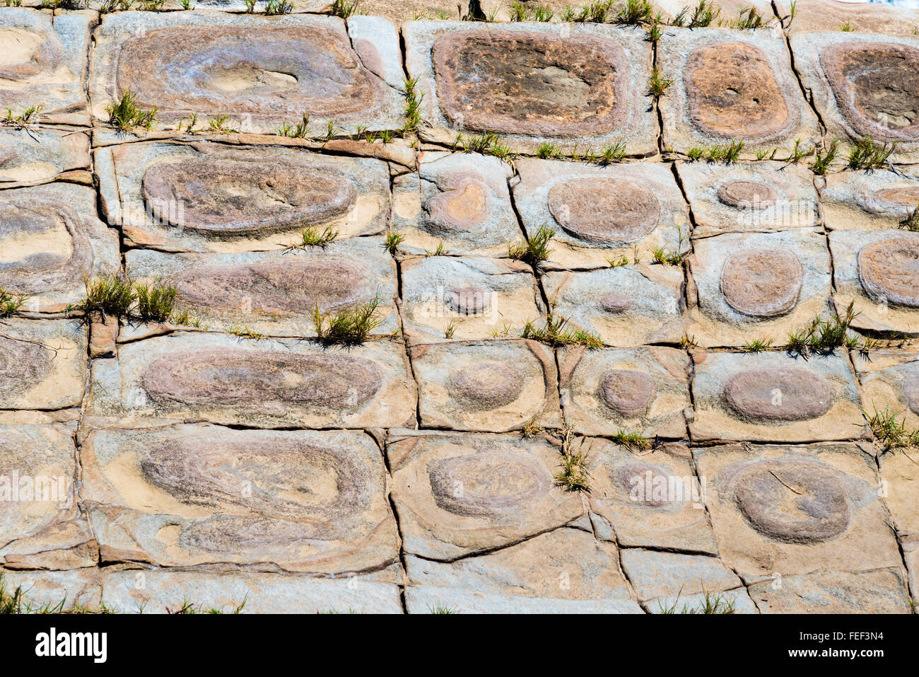 Australian rock formation background, sandstone texture with iron ...