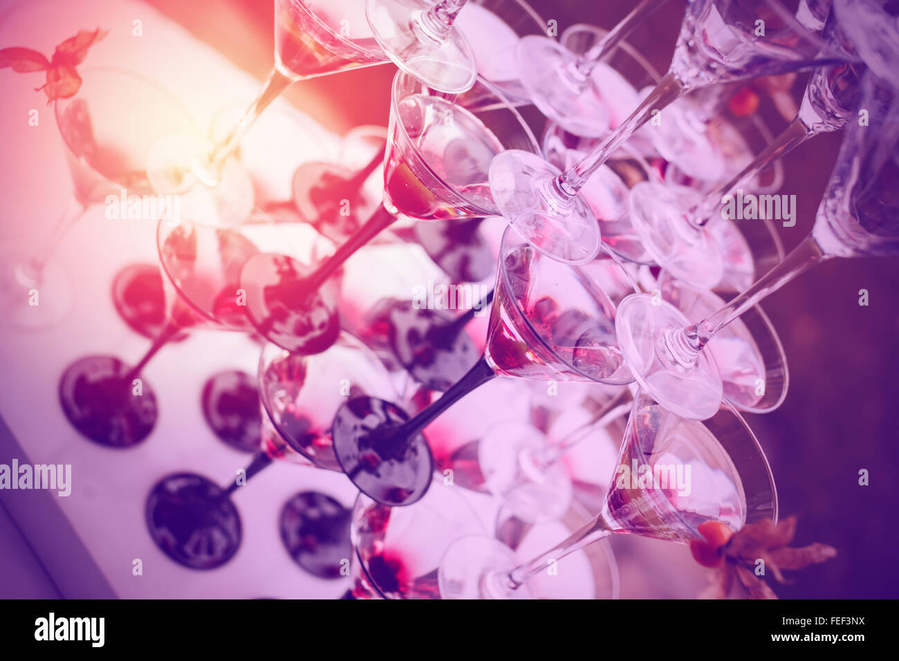 Abstract Background of Champagne Glasses with Color Cocktails Stock ...