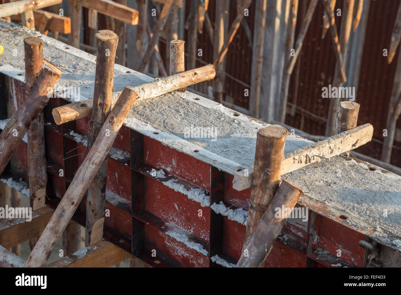 pillar and beam being constructed at the construction site Stock Photo ...