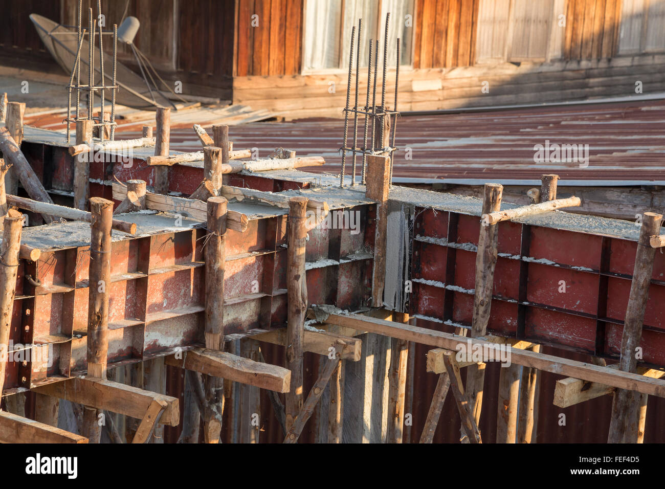 pillar and beam being constructed at the construction site Stock Photo ...