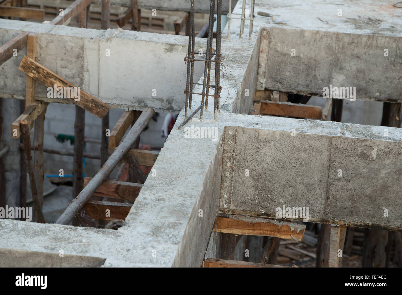 pillar and beam being constructed at the construction site Stock Photo ...