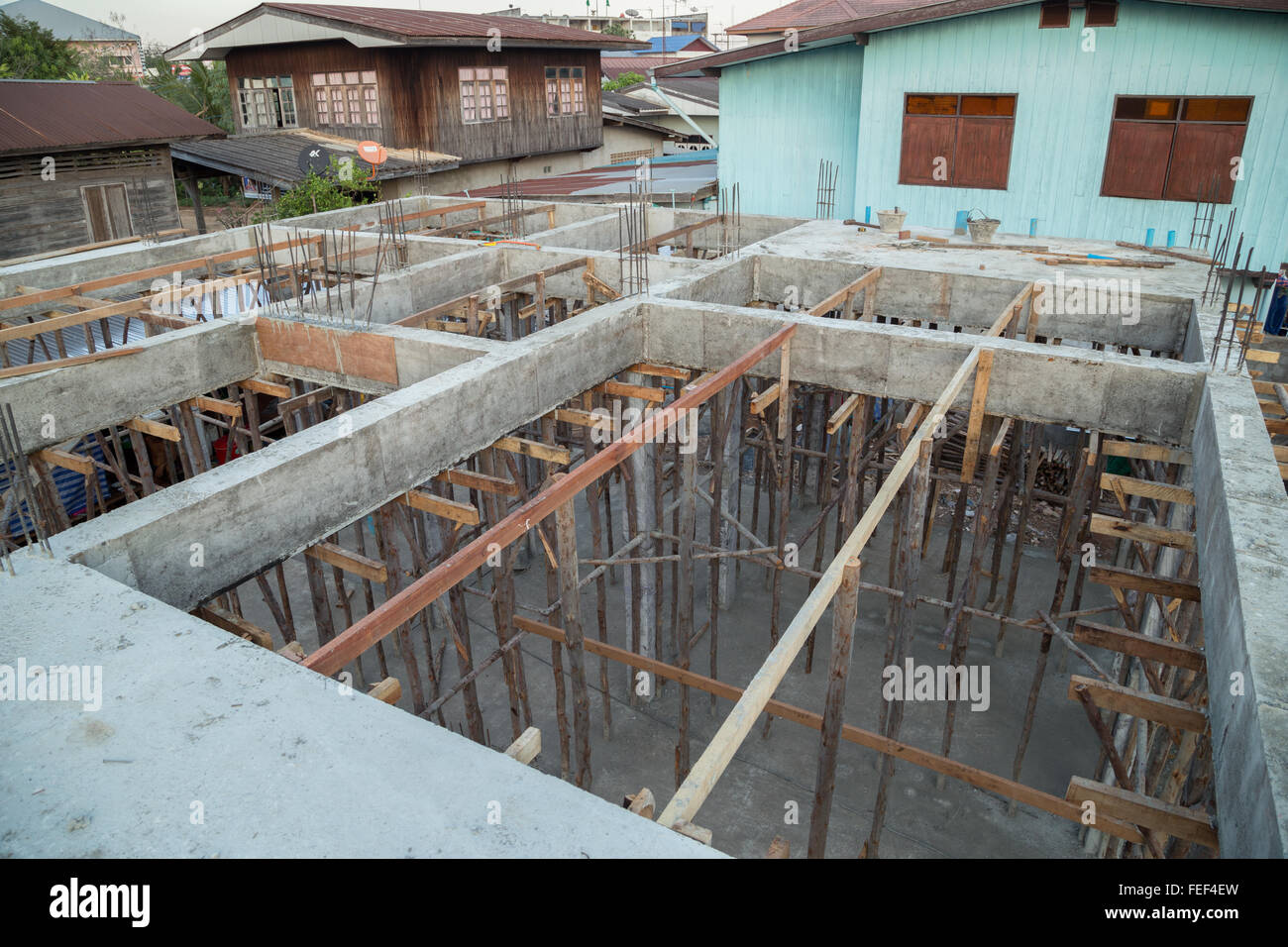 pillar and beam being constructed at the construction site Stock Photo ...