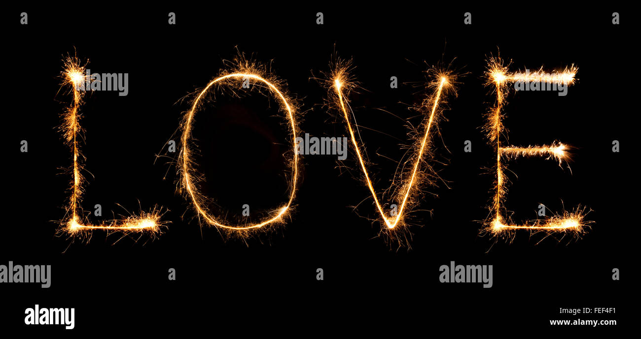 Love sparkle Fireworks celebrating at night background Stock Photo - Alamy