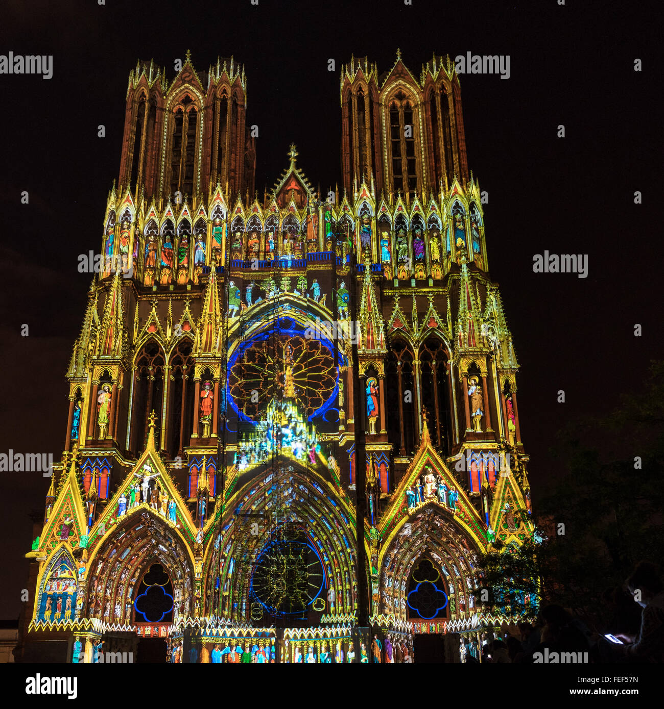 Light Show at Reims Cathedral in Reims France on September 12, 2015 ...