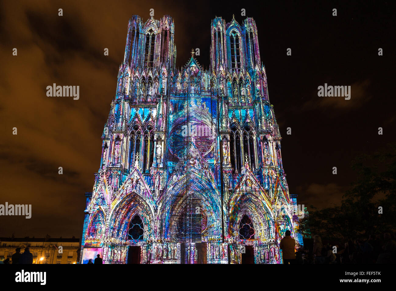 Light Show at Reims Cathedral in Reims France on September 12, 2015 ...