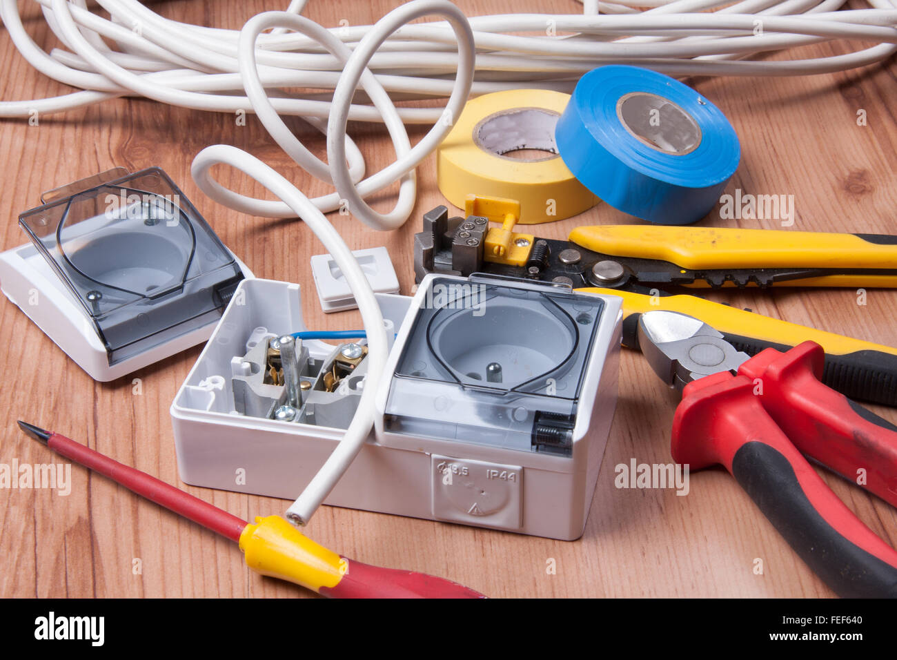 Electric devices and accessories during cables and fuses instalation ...