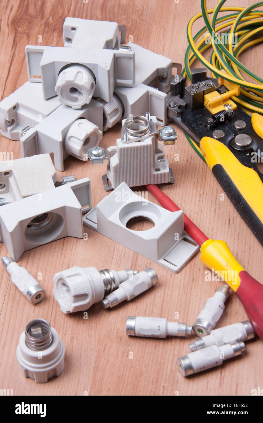 Electric devices and accessories during cables and fuses instalation ...