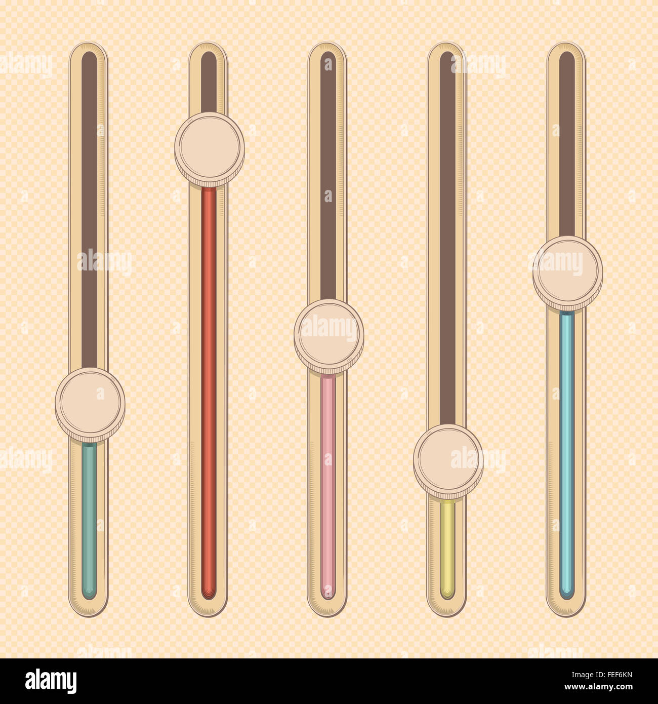 Set of Equalizer Slider Controls in a Line Drawn Simplistic Style Stock ...