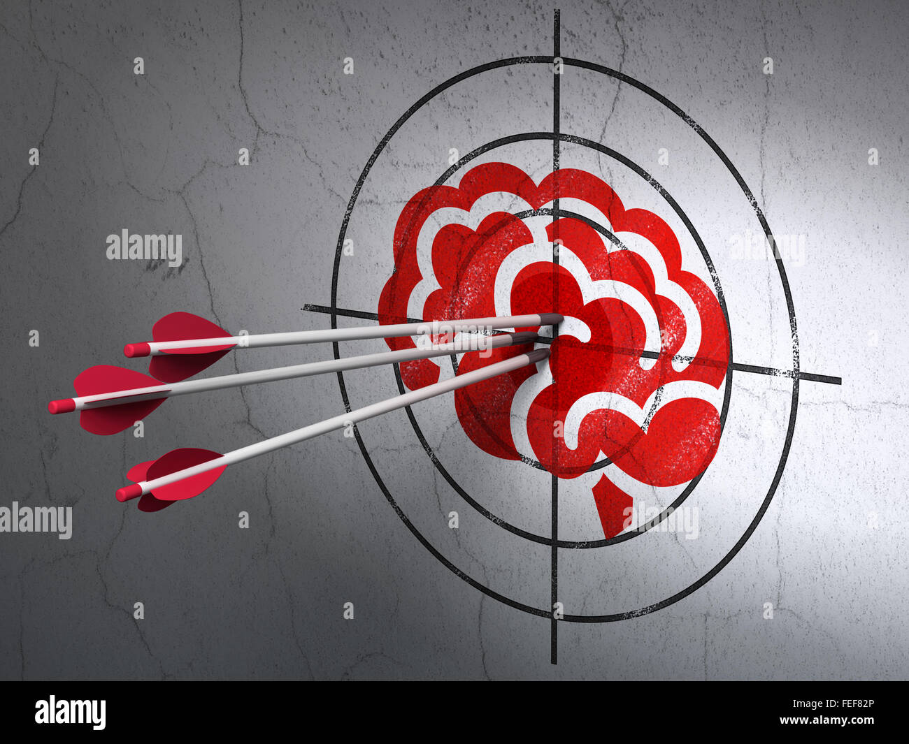 Health concept: arrows in Brain target on wall background Stock Photo ...