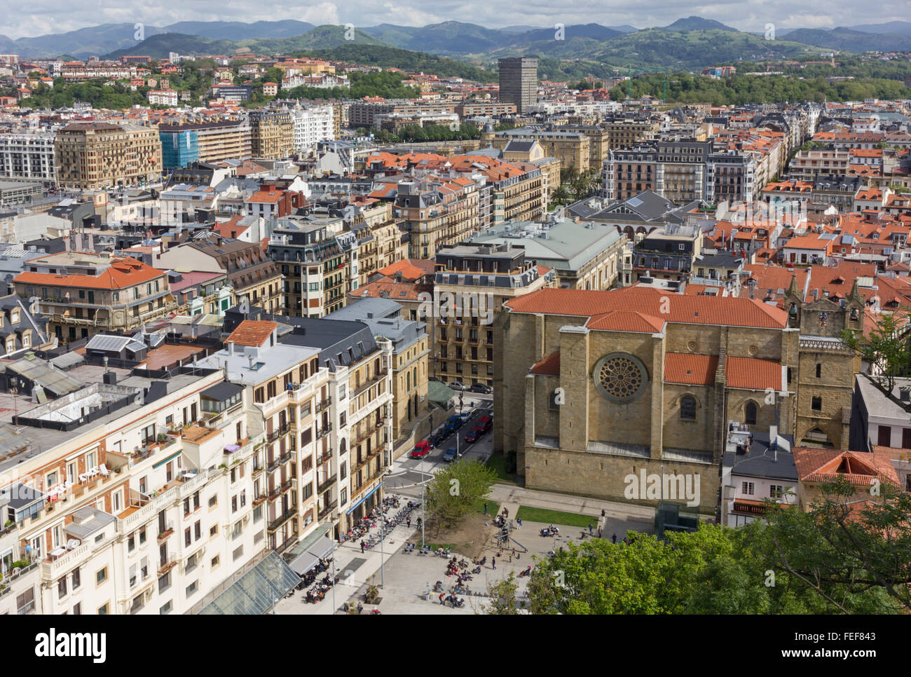 San Sebastian: view from Monte Urgull, looking East over Plaza Zuloaga ...