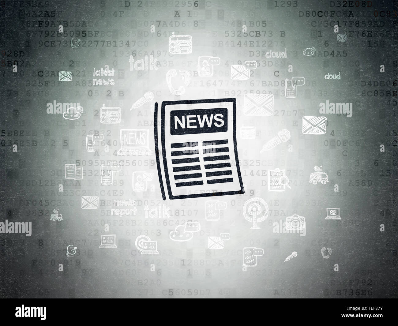 News concept: Newspaper on Digital Paper background Stock Photo - Alamy