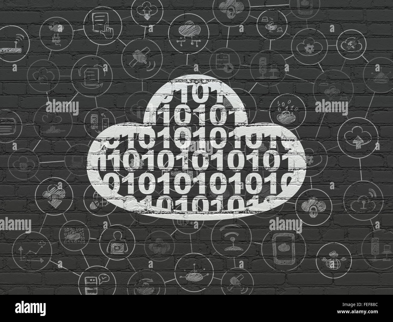 Cloud computing concept: Cloud With Code on wall background Stock Photo ...