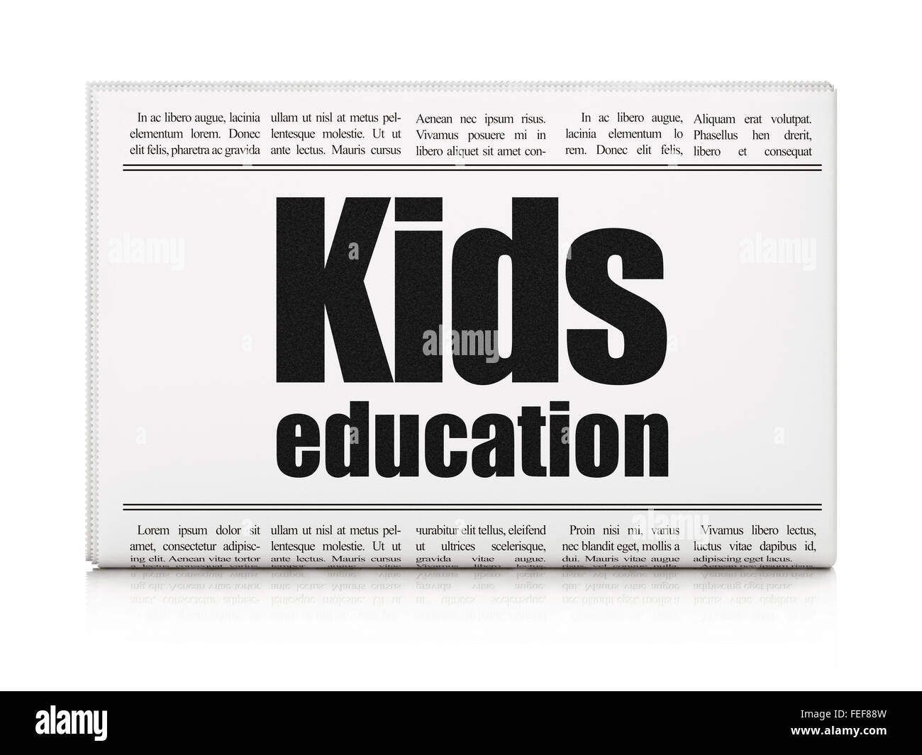 Education concept: newspaper headline Kids Education Stock Photo - Alamy