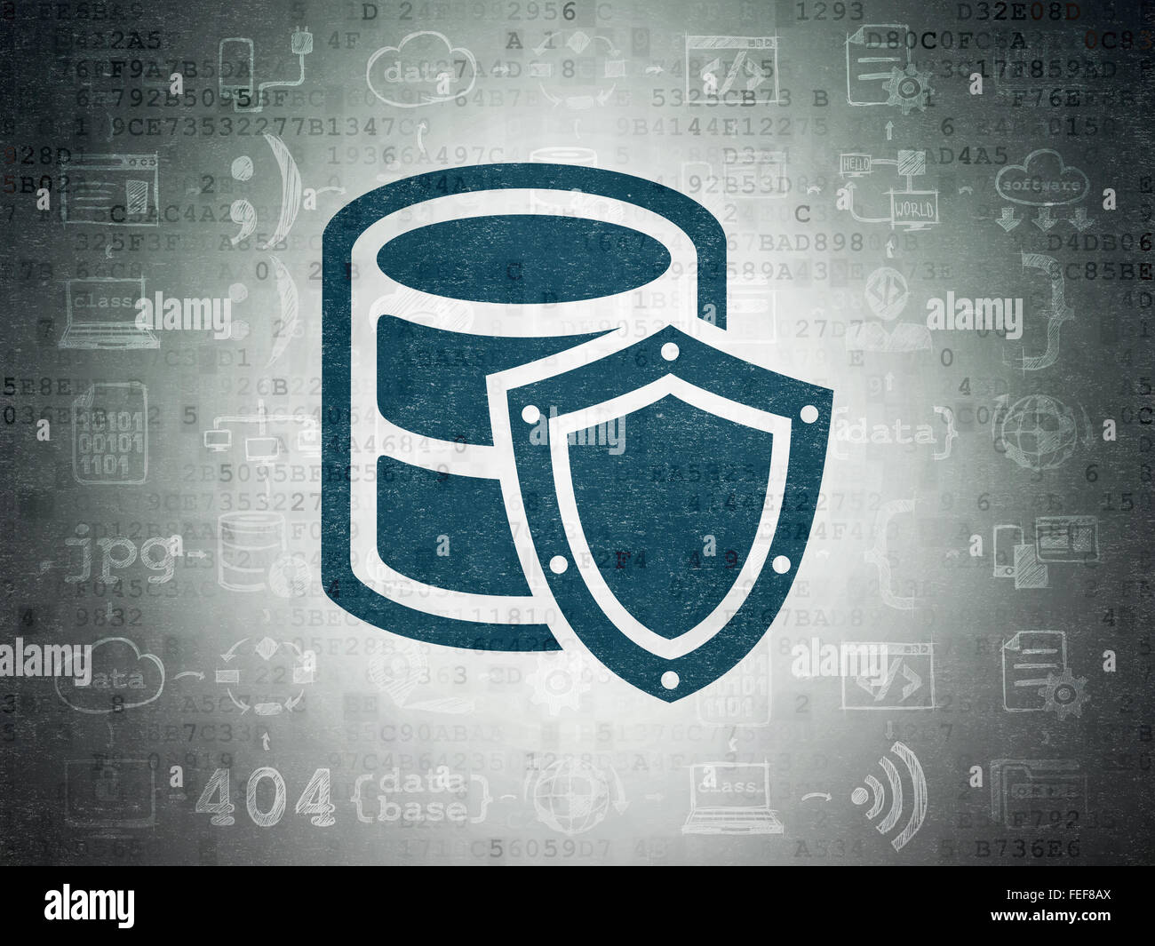 Programming concept: Database With Shield on Digital Paper background ...
