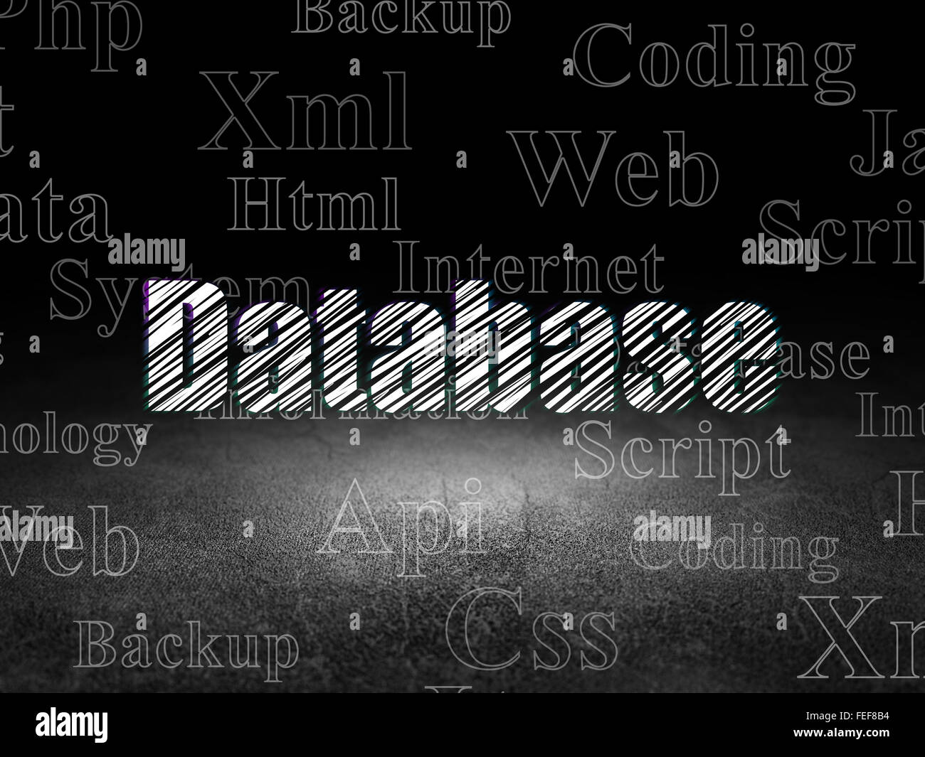 Database concept: Database in grunge dark room Stock Photo - Alamy
