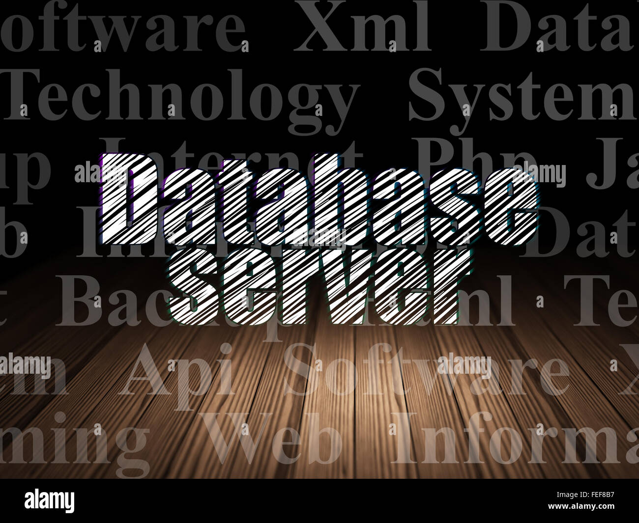 Programming concept: Database Server in grunge dark room Stock Photo ...
