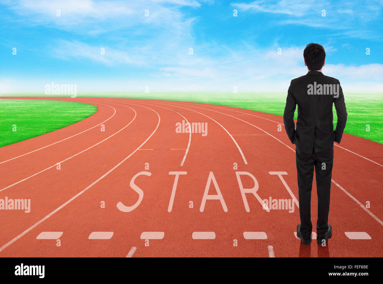 Business people racing on track hi-res stock photography and images - Alamy