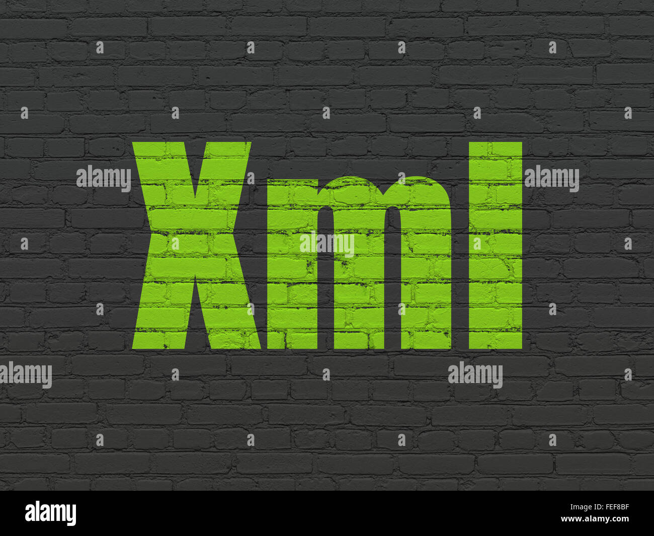 Programming concept: Xml on wall background Stock Photo - Alamy