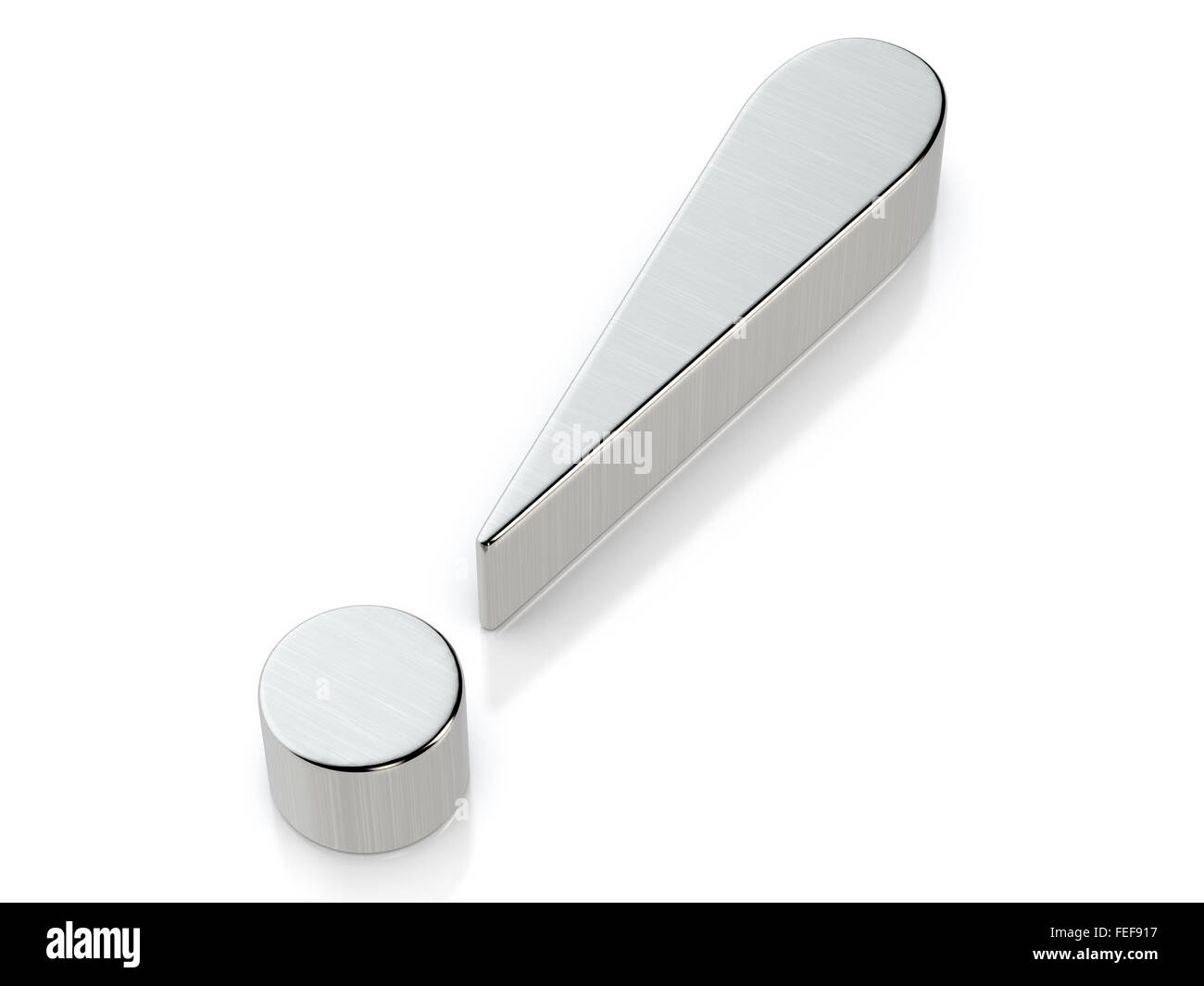 Metallic exclamation mark symbol on a white background Stock Photo - Alamy