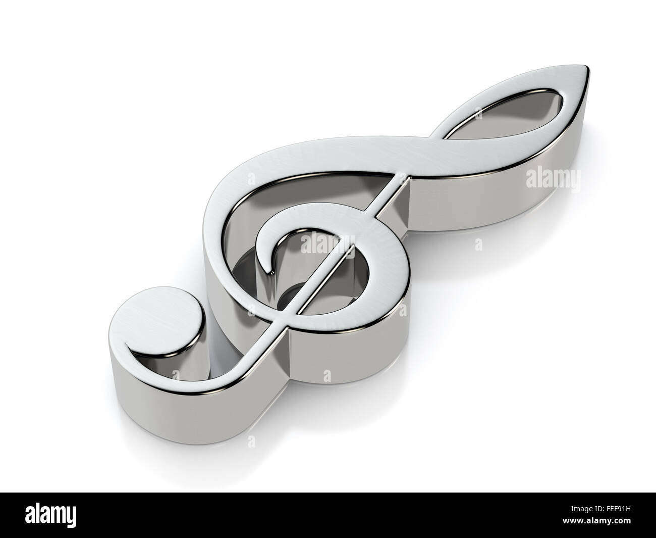 Metallic music note symbol on a white background Stock Photo - Alamy