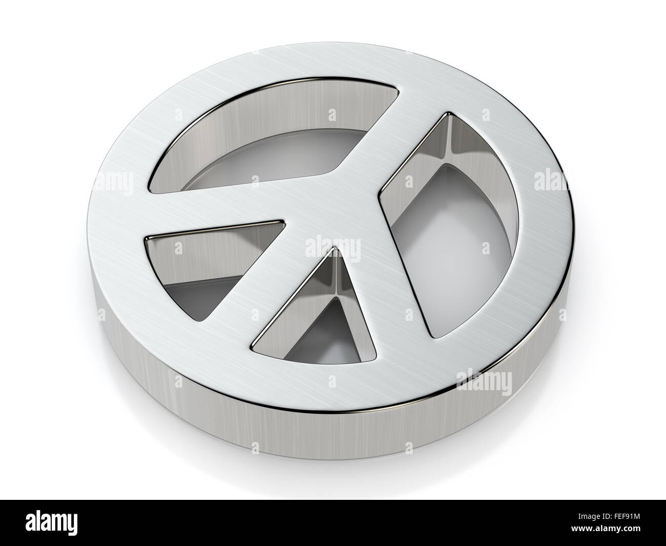Metallic peace symbol on a white background Stock Photo - Alamy