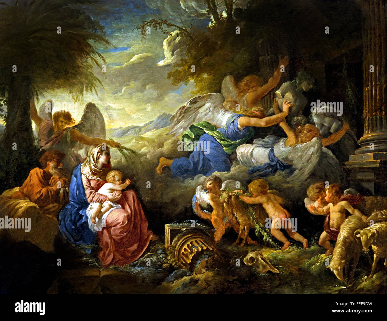 The fall of the idols and the Rest on the Flight into Egypt 1775 Jean ...