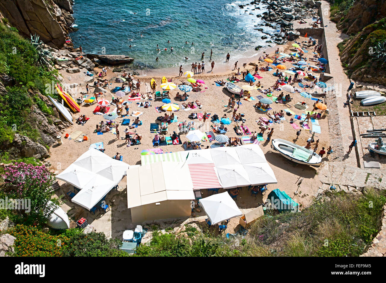 SPAIN - JULY 12, 2015: Tossa Beach is famous destination in Spain ...