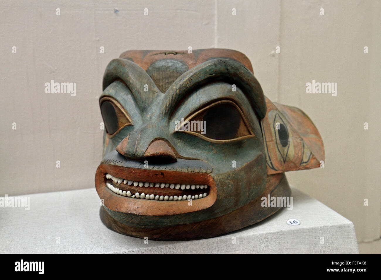 A North American Tlingits (Alaska) mountain goat head helmet in the ...