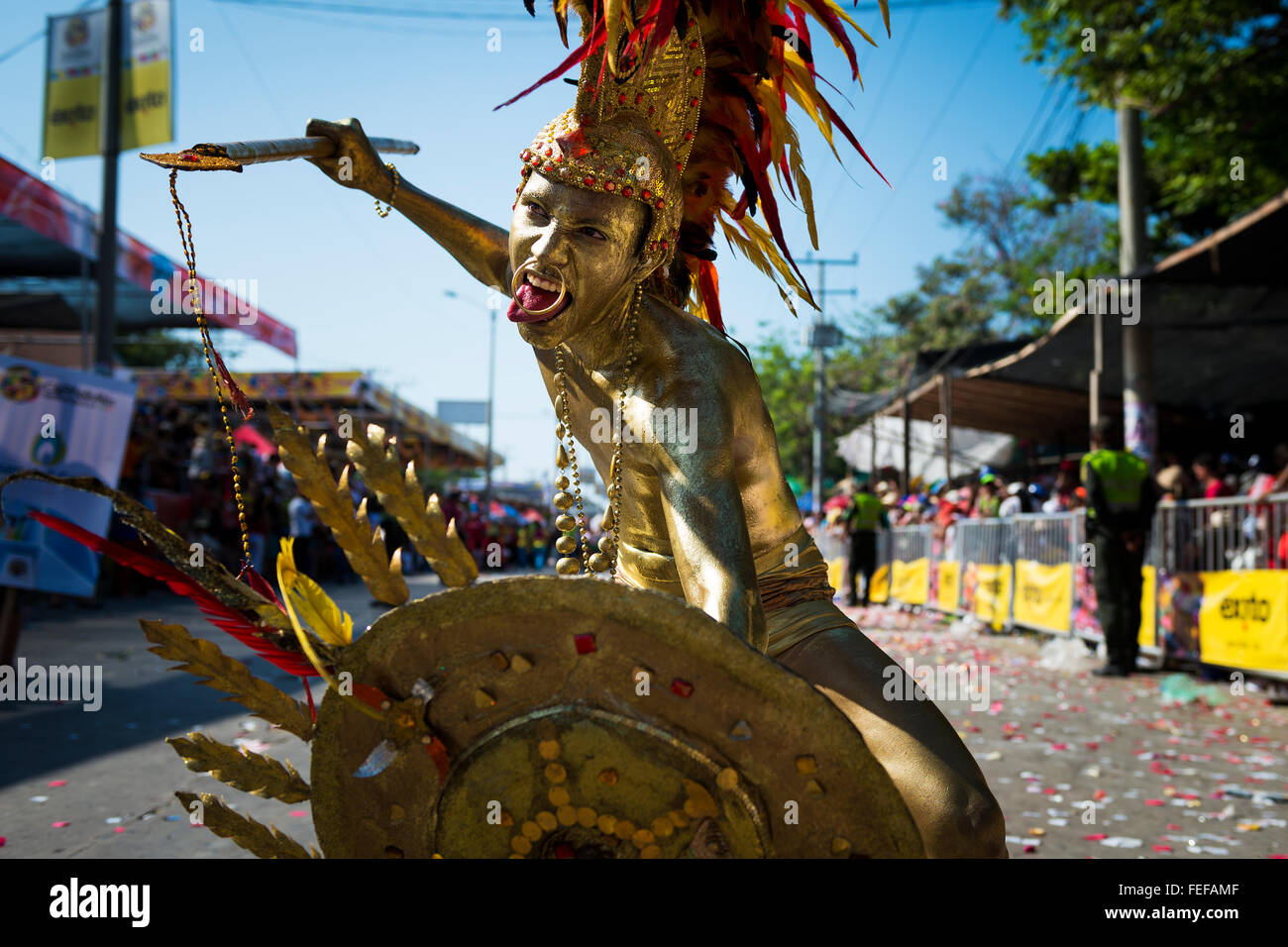 Barranquilla, Colombia - March 1, 2014: People at the carnival parades ...