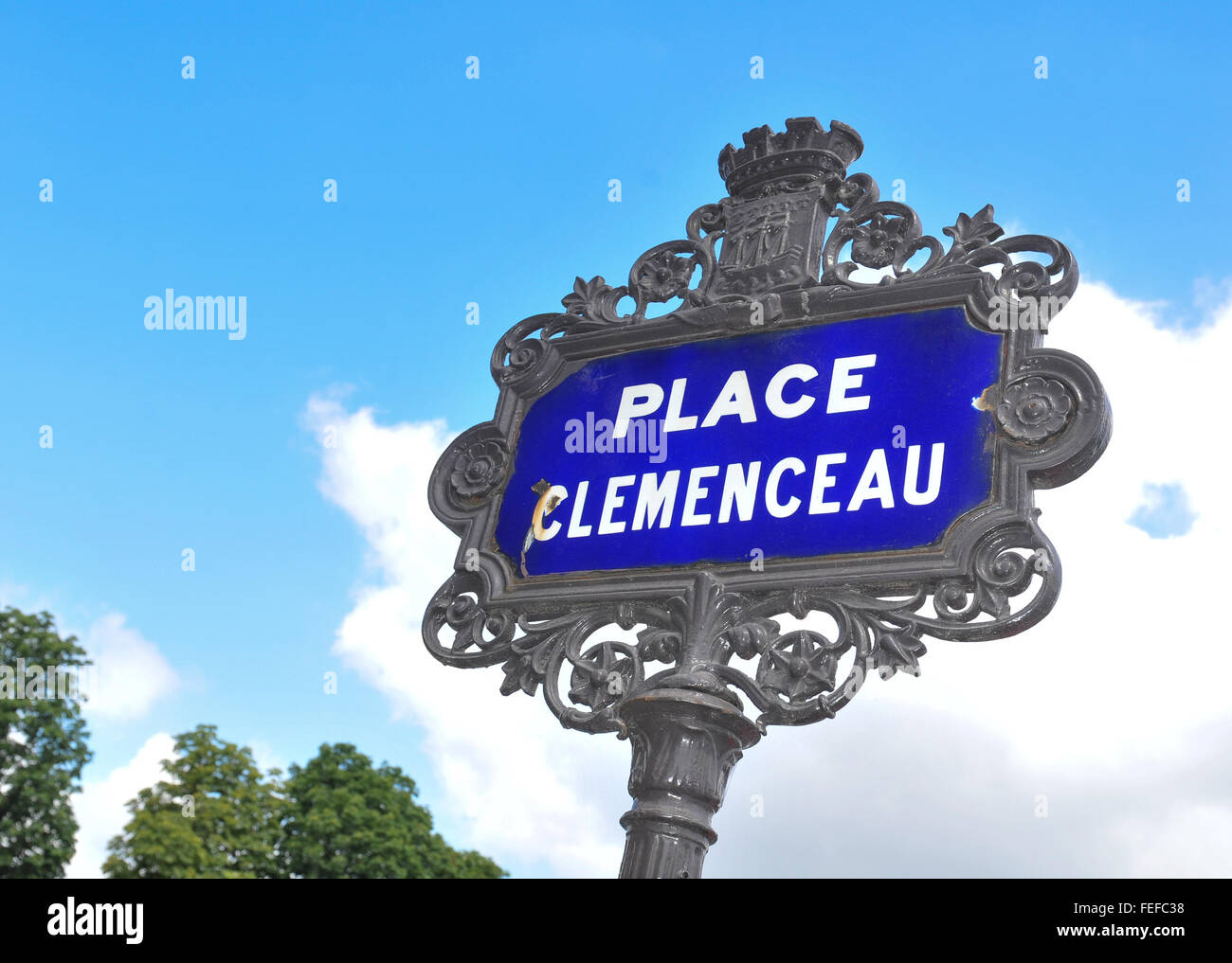 Detail of Place Clemenceau street sign in Paris, France Stock Photo - Alamy