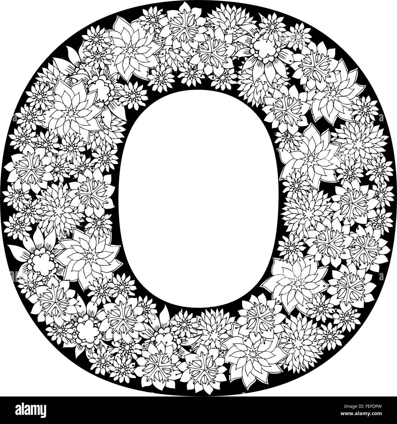 Hand drawn floral alphabet design. Letter O Stock Vector Image & Art ...