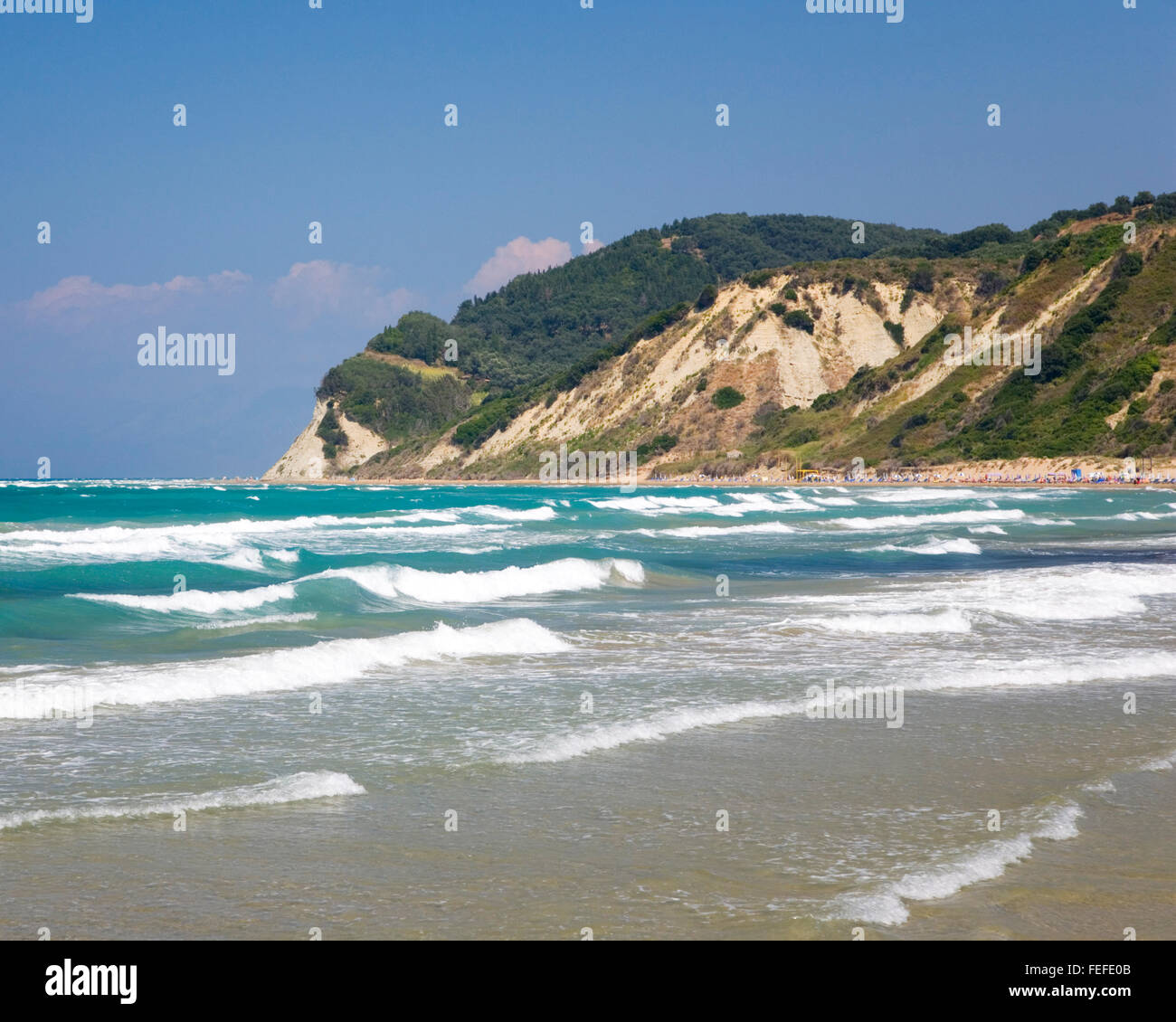 Agios Stefanos (west), Corfu, Ionian Islands, Greece. View across rough ...