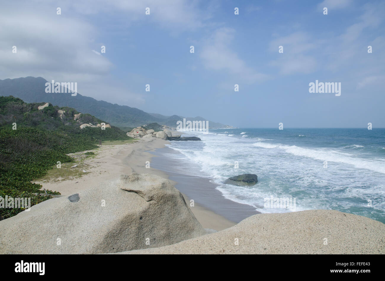 Beach in Tayrona National Park on the Caribbean coast of Colombia Stock ...