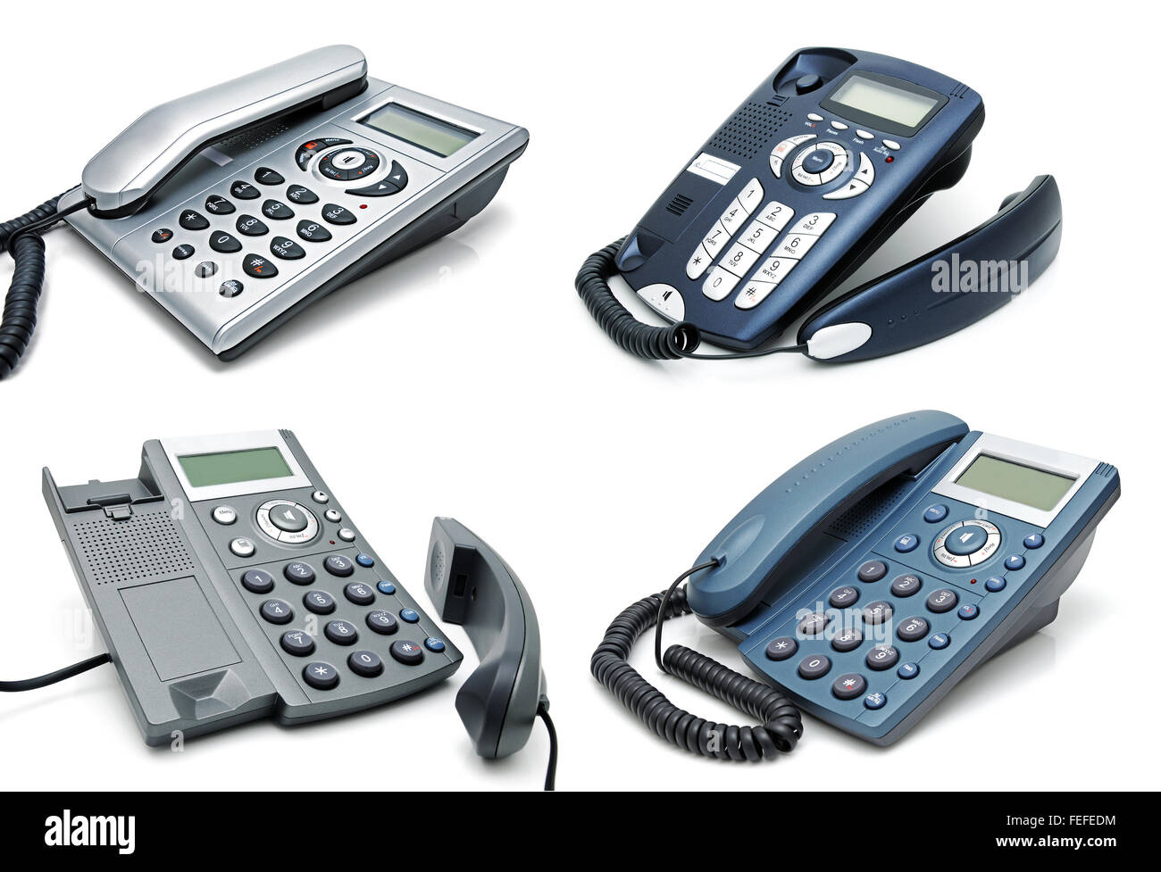 Digital phones with liquid-crystal display and speakerphone Stock Photo ...