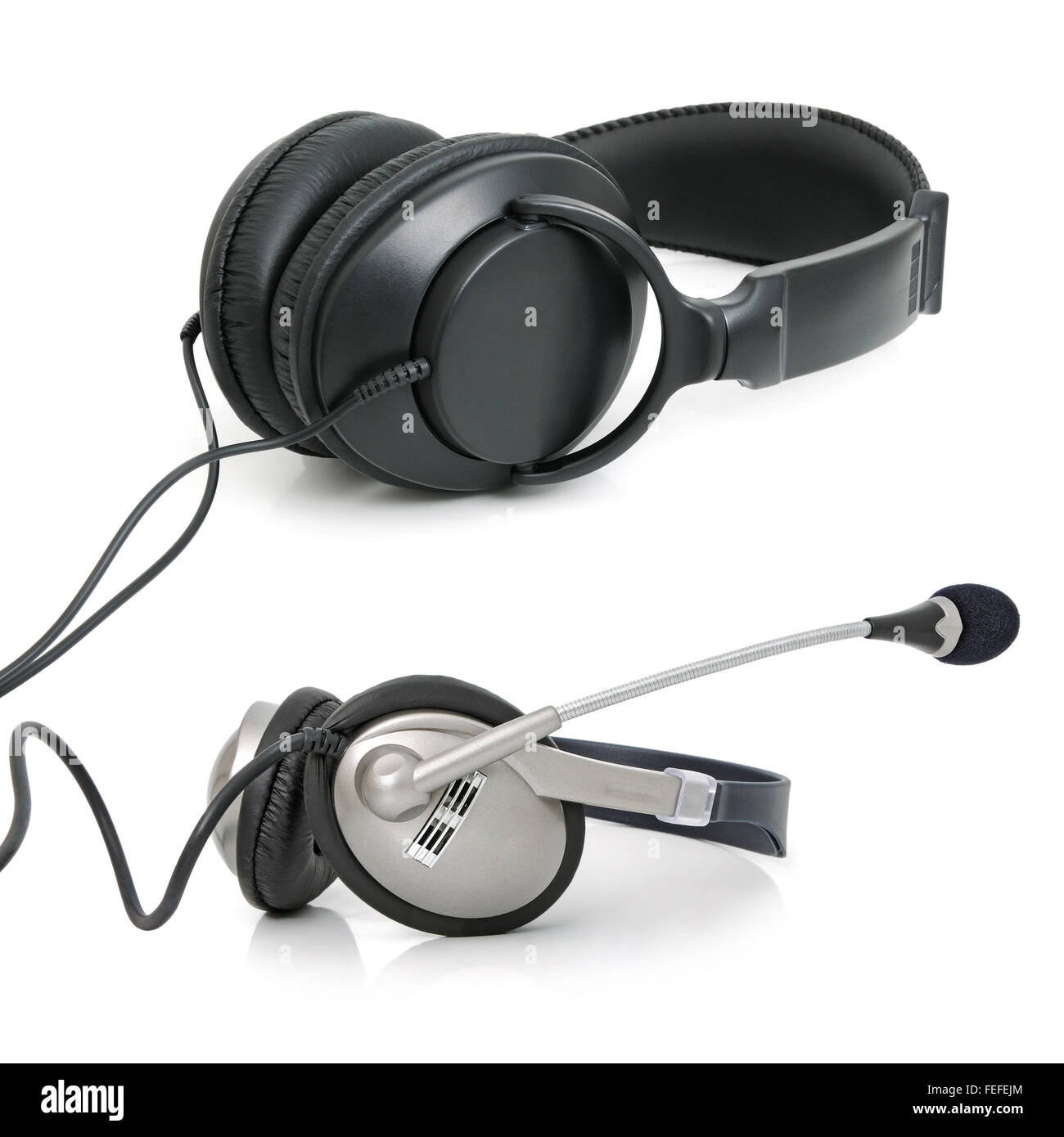 Stereo ear-phones for music listening isolated on white background ...