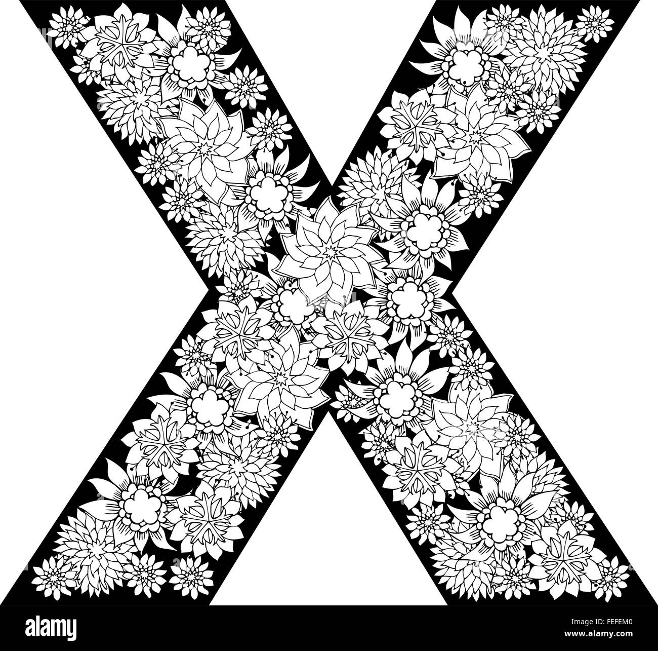 Hand drawn floral alphabet design. Letter X Stock Vector Image & Art ...