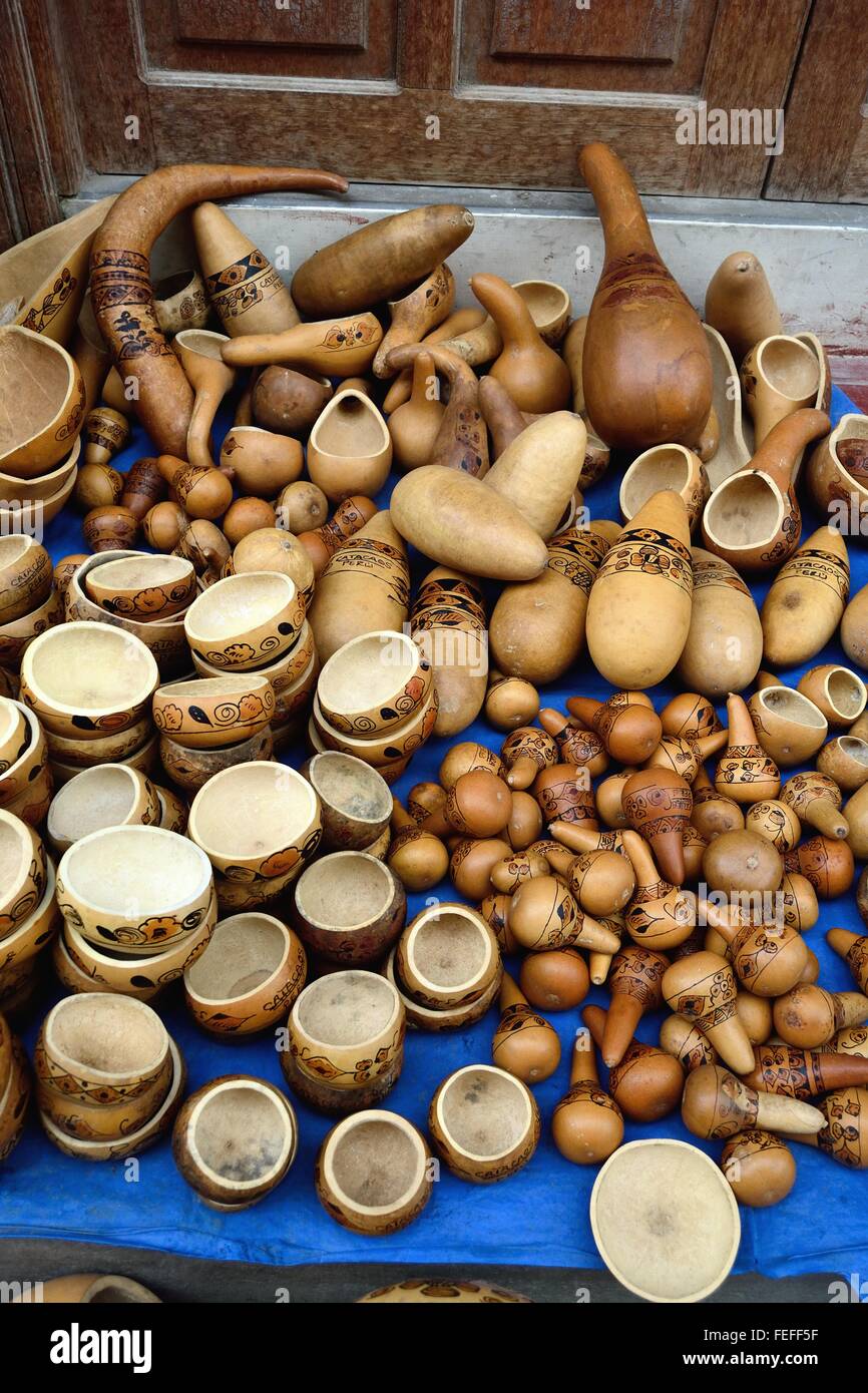 Typical punken bowls - Chicha de Jora - Fermented corn - Market in ...