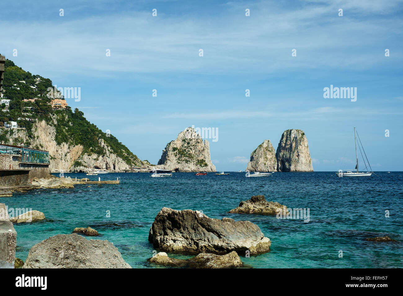 The Faraglioni rock stack formation at the end of the Isle of Capri ...