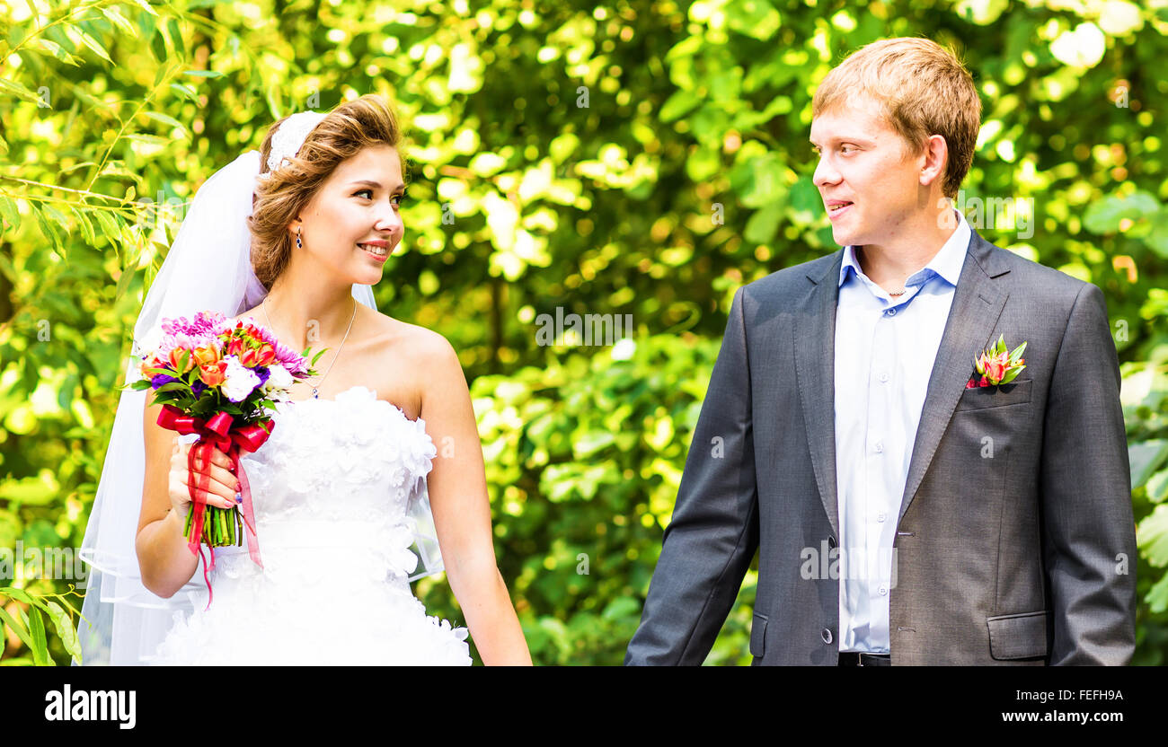 Happy bride and groom on their wedding Stock Photo - Alamy