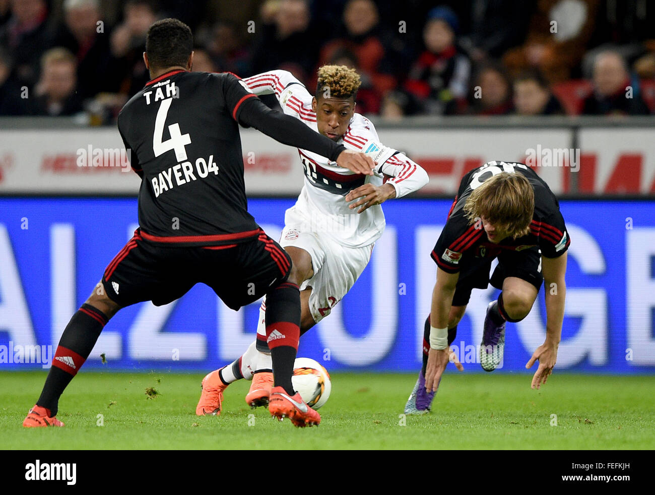 Leverkusen, Germany. 6th Feb, 2016. Leverkusen's Jonathan Tah (L-R ...