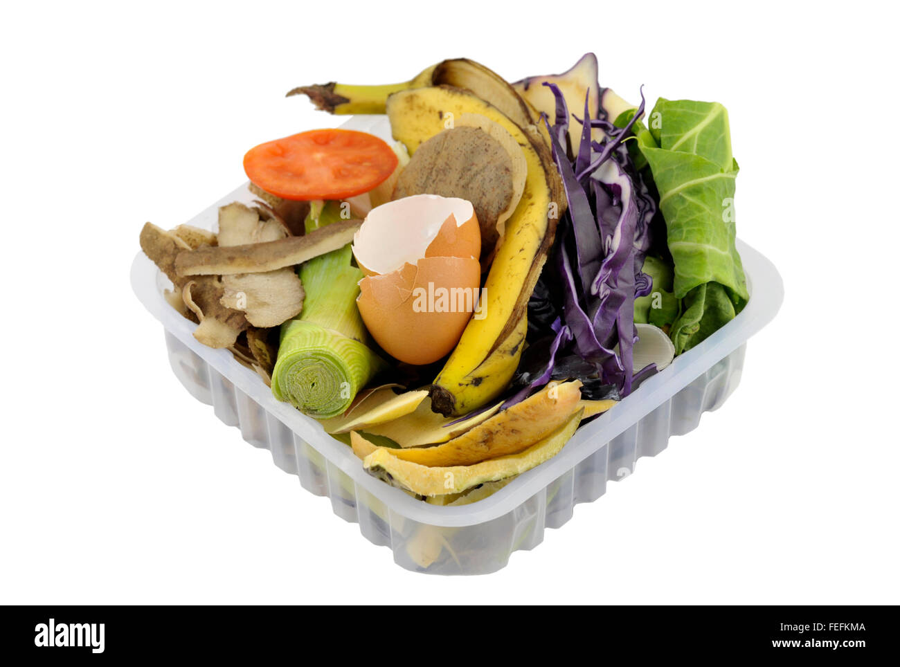 Fruit and vegetable household kitchen food waste, collected in re-used ...