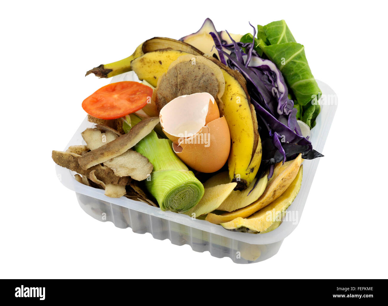 Fruit and vegetable household kitchen food waste, collected in re-used ...