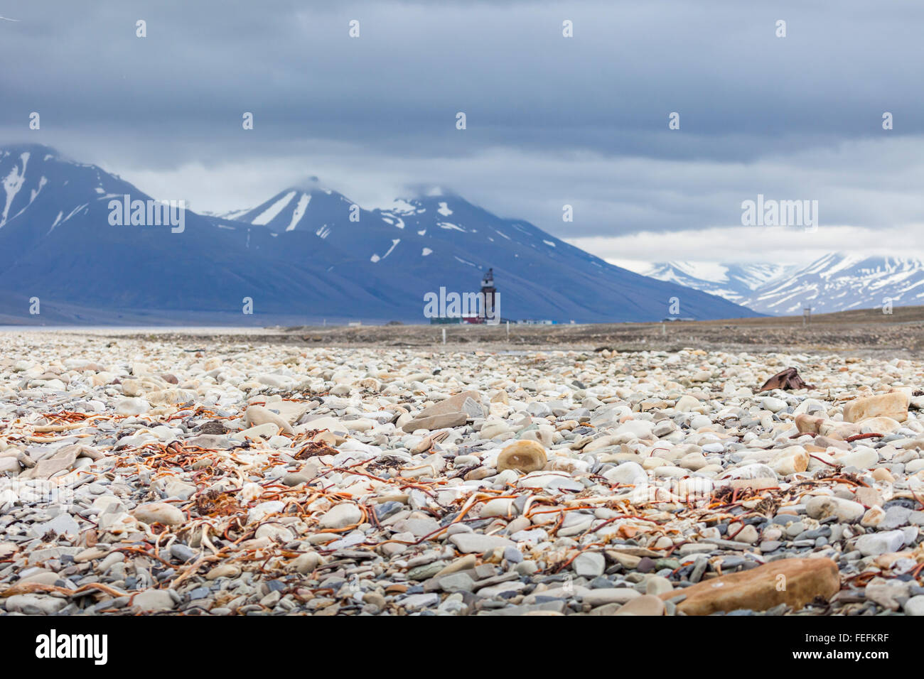 Beautiful scenic view of blue gulf under barren mountain range with ...